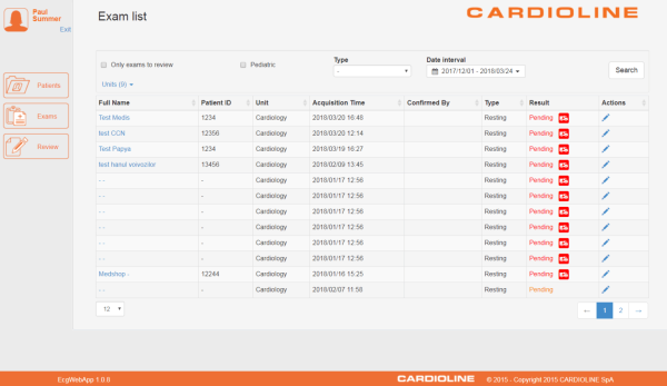Software de Gestión de Electrocardiogramas Online Cardioline ECGWebApp